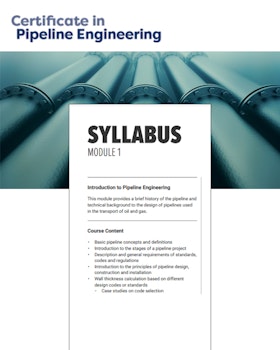 Agenda Download | Certificate in Pipeline Engineering